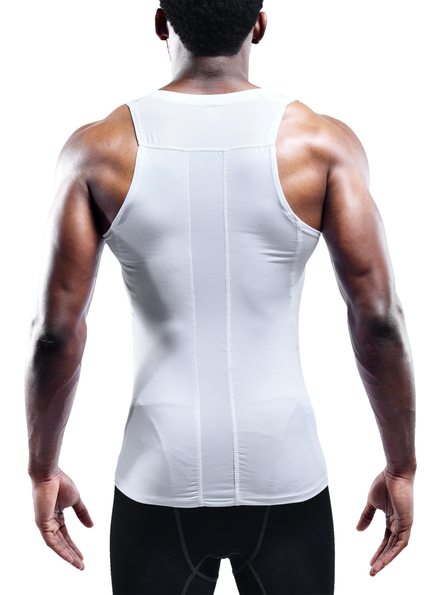 NELEUS Men's 3 Pack Mesh Compression Tank Top Athletic Base Layer,802,White,M,EUR L