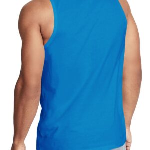 ZIWOCH Men Tank Top Sleeveless Shirts Muscle Workout Crewneck Tee Tops Blue