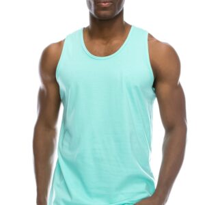 JC DISTRO Mens Premium Cotton Athletic Active Sports Jersey Tank Top Mint Large