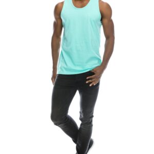 JC DISTRO Mens Premium Cotton Athletic Active Sports Jersey Tank Top Mint Large