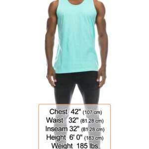 JC DISTRO Mens Premium Cotton Athletic Active Sports Jersey Tank Top Mint Large