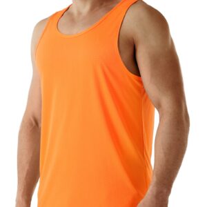 URBEST Men's Neon Workout Sleeveless Shirts Quick Dry Swim Beach Muscle Gym Running Athletic Tank Top Neon Orange 5XL