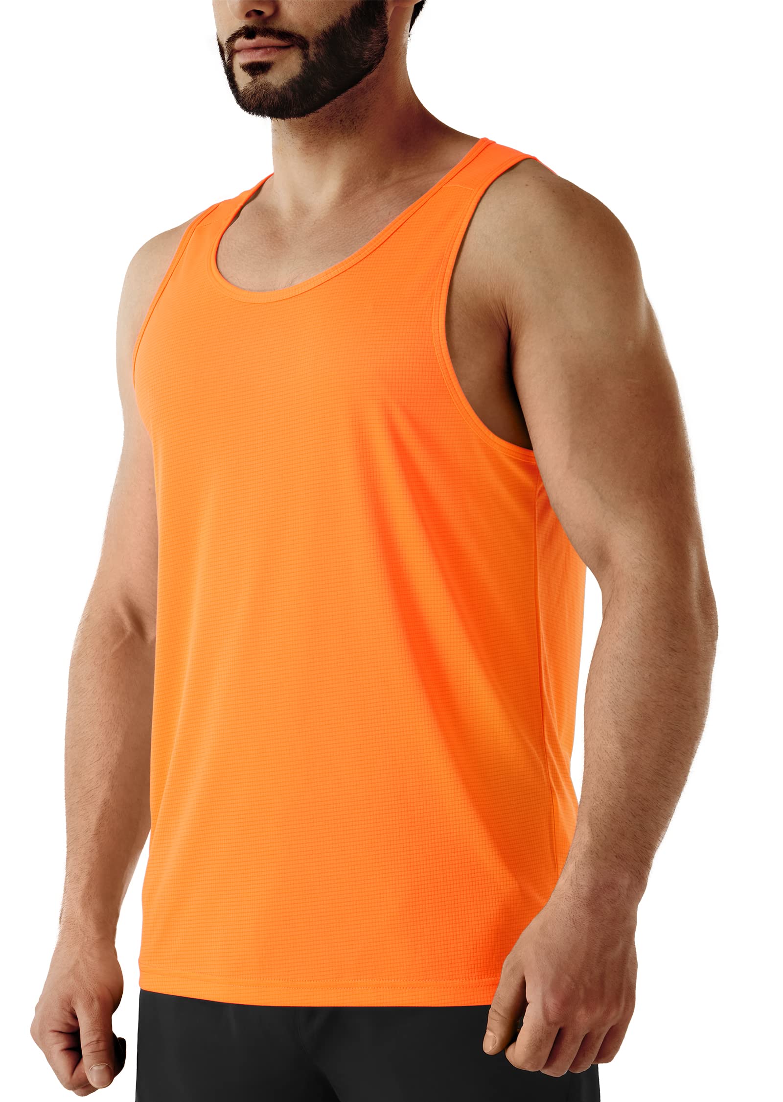 URBEST Men's Neon Workout Sleeveless Shirts Quick Dry Swim Beach Muscle Gym Running Athletic Tank Top Neon Orange 5XL