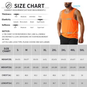 URBEST Men's Neon Workout Sleeveless Shirts Quick Dry Swim Beach Muscle Gym Running Athletic Tank Top Neon Orange 5XL