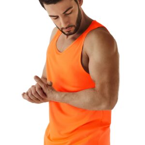 URBEST Men's Neon Workout Sleeveless Shirts Quick Dry Swim Beach Muscle Gym Running Athletic Tank Top Neon Orange 5XL