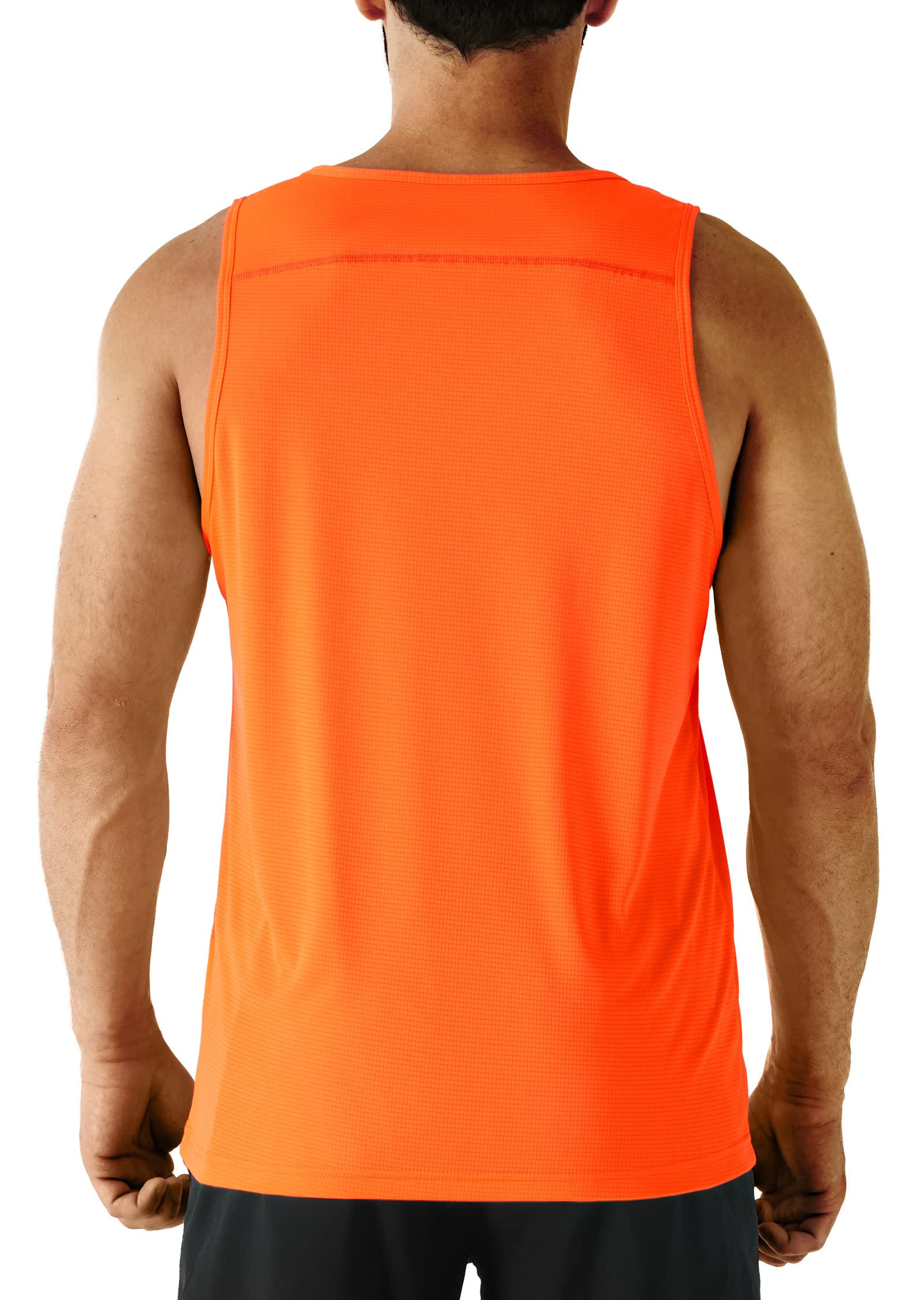 URBEST Men's Neon Workout Sleeveless Shirts Quick Dry Swim Beach Muscle Gym Running Athletic Tank Top Neon Orange 5XL