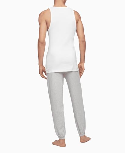 Calvin Klein mens 100% Cotton T-Shirt 3 Pack WHITE - Tank Top Medium