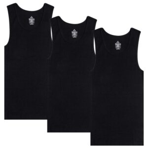 efit 3-6 pack men's 100% cotton wife beater a-shirts undershirt plain ribbed tank top (as1, alpha, l, regular, regular, 3 black)