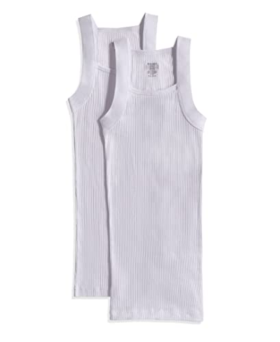 2(X)IST Men's Essential Cotton Square Cut Tank 2-Pack Pure White, Medium