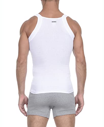 2(X)IST Men's Essential Cotton Square Cut Tank 2-Pack Pure White, Medium