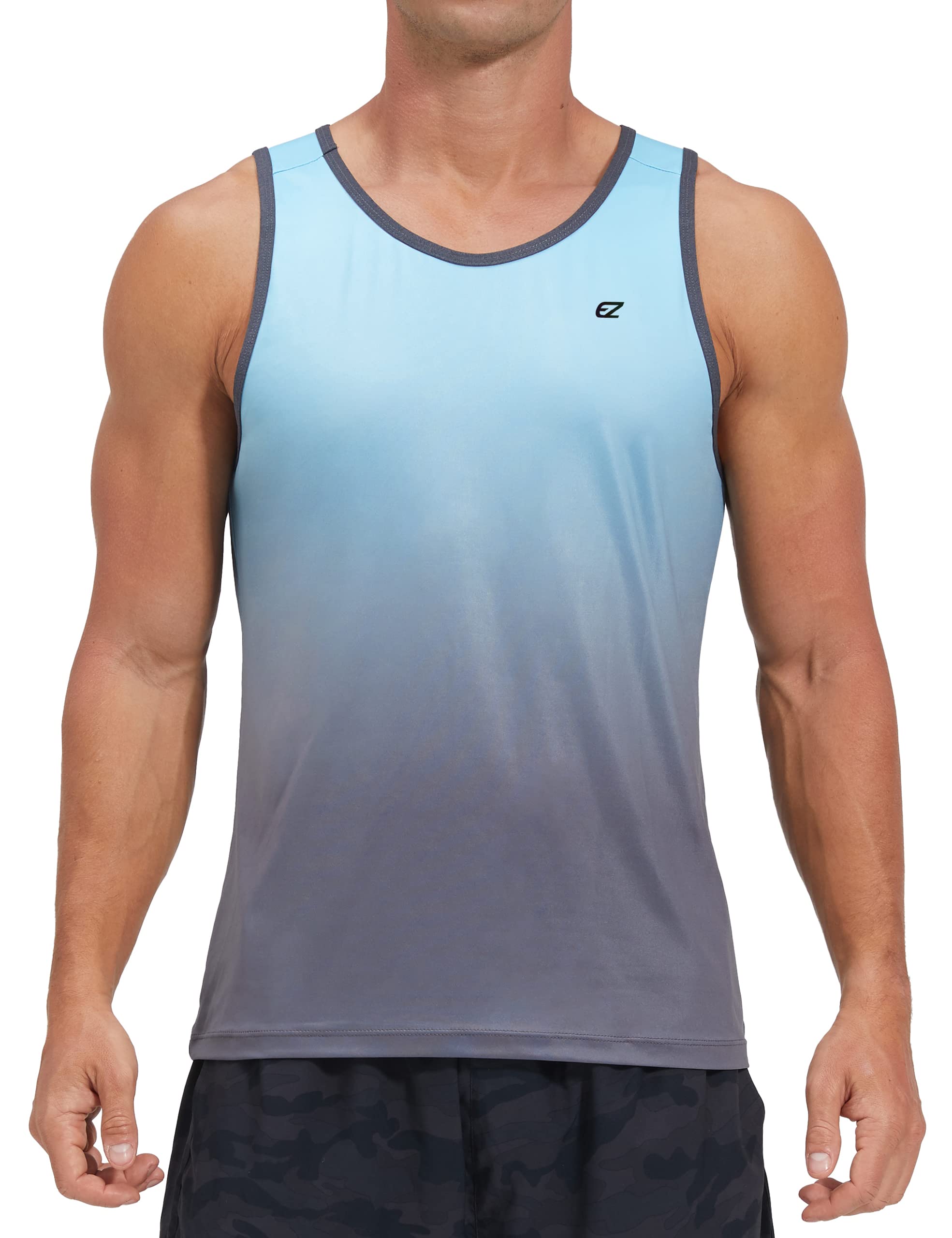 EZRUN Men's Tank Tops Quick Dry Workout Swim Beach Shirts Sleeveless Shirts for Bodybuilding Gym Fitness Training