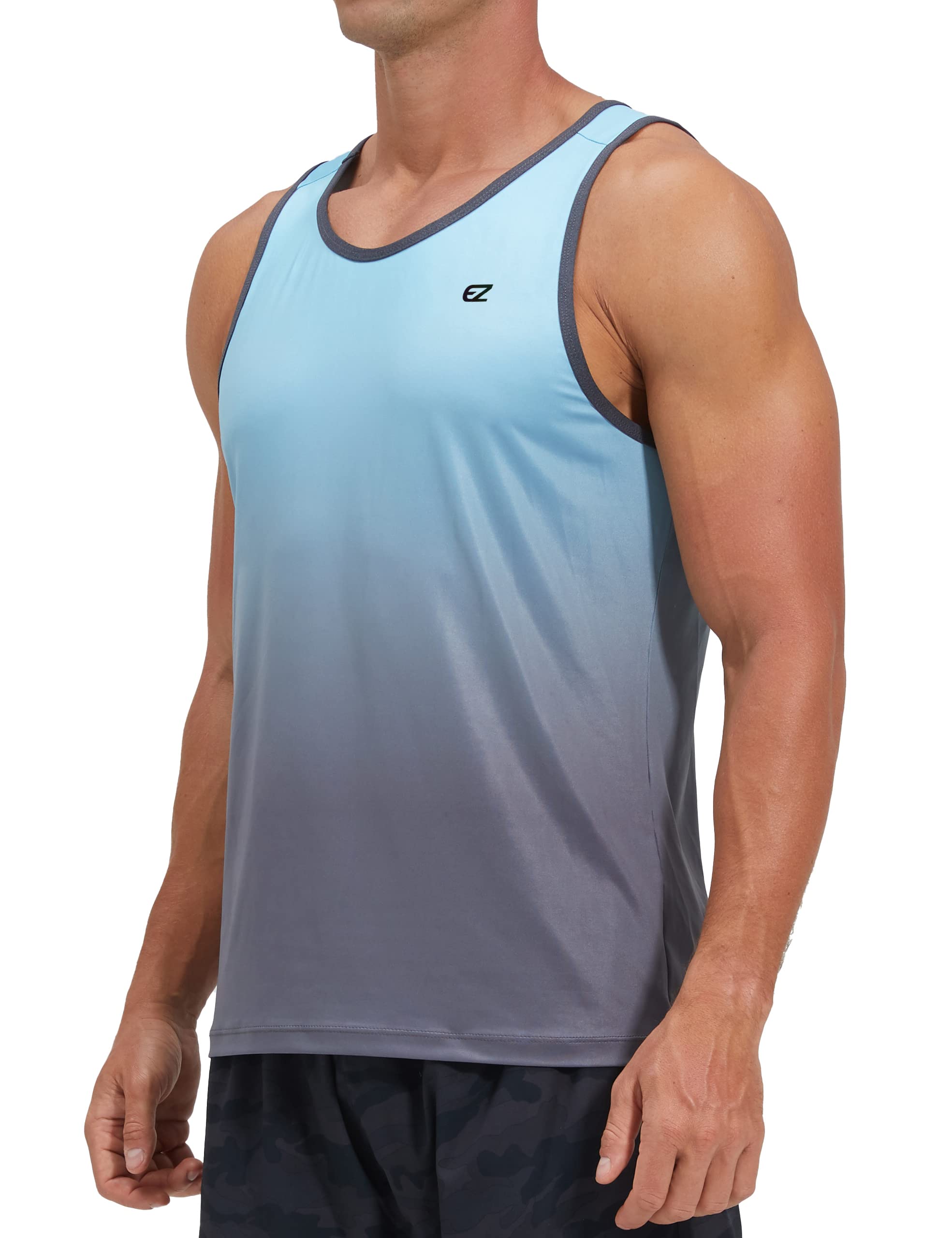 EZRUN Men's Tank Tops Quick Dry Workout Swim Beach Shirts Sleeveless Shirts for Bodybuilding Gym Fitness Training