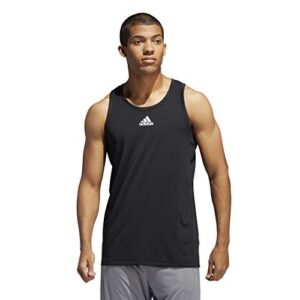 adidas men's heathered tank top, black, small