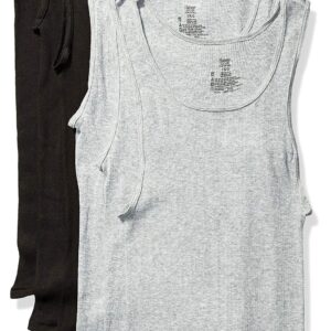 Hanes Ultimate Men's Dyed Tank Grey, Black/Gray, Medium