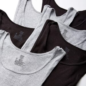 Hanes Ultimate Men's Dyed Tank Grey, Black/Gray, Medium