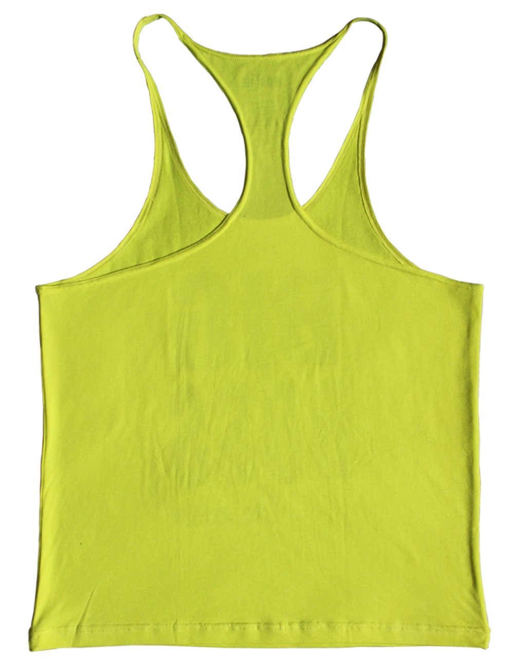 JEEING GEAR Alivegear Men's Stringer Training Bodybuilding Workout Gym Tank Tops Y Back Cotton Yellow M