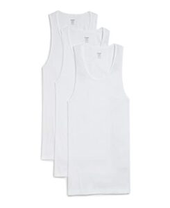 2(x)ist mens essential cotton tank 3-pack base layer top, pure white, large us