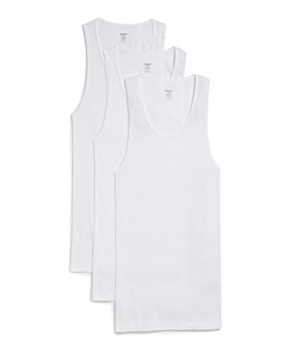 2(X)IST mens Essential Cotton Tank 3-pack Base Layer Top, Pure White, Large US