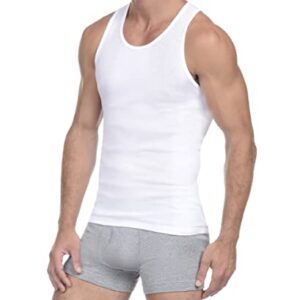 2(X)IST mens Essential Cotton Tank 3-pack Base Layer Top, Pure White, Large US