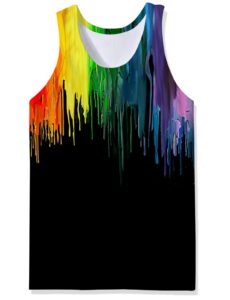 loveternal guys rainbow pride tank tops for men summer novelty outfits youth black tank tops colorful melting graffic 3d printed workout soft quick dry underwear l