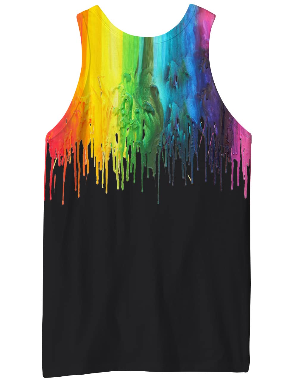 Loveternal Guys Rainbow Pride Tank Tops for Men Summer Novelty Outfits Youth Black Tank Tops Colorful Melting Graffic 3D Printed Workout Soft Quick Dry Underwear L