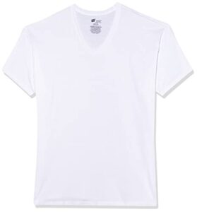 hanes mens cotton, moisture-wicking v-neck tee undershirts, multiple packs and colors, white, large us