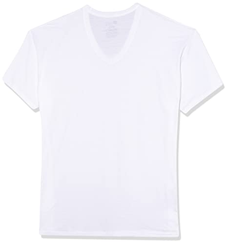 Hanes Mens Cotton, Moisture-wicking V-neck Tee Undershirts, Multiple Packs And Colors, White, Large US