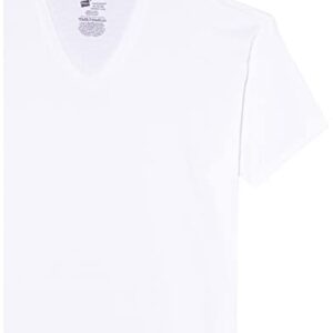 Hanes Mens Cotton, Moisture-wicking V-neck Tee Undershirts, Multiple Packs And Colors, White, Large US