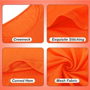 meioro Men's Mesh Tank Top Orange Shirt Quick Dry Sleeveless Shirts Fitting Muscle Tank Tops Sport Round Neck T-Shirt