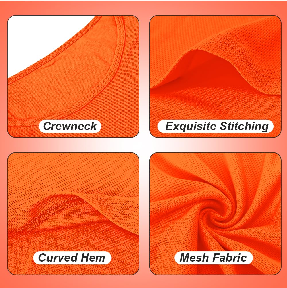 meioro Men's Mesh Tank Top Orange Shirt Quick Dry Sleeveless Shirts Fitting Muscle Tank Tops Sport Round Neck T-Shirt