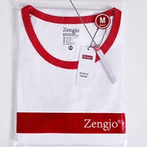 Zengjo White Tank Top Men(White/Red,L)