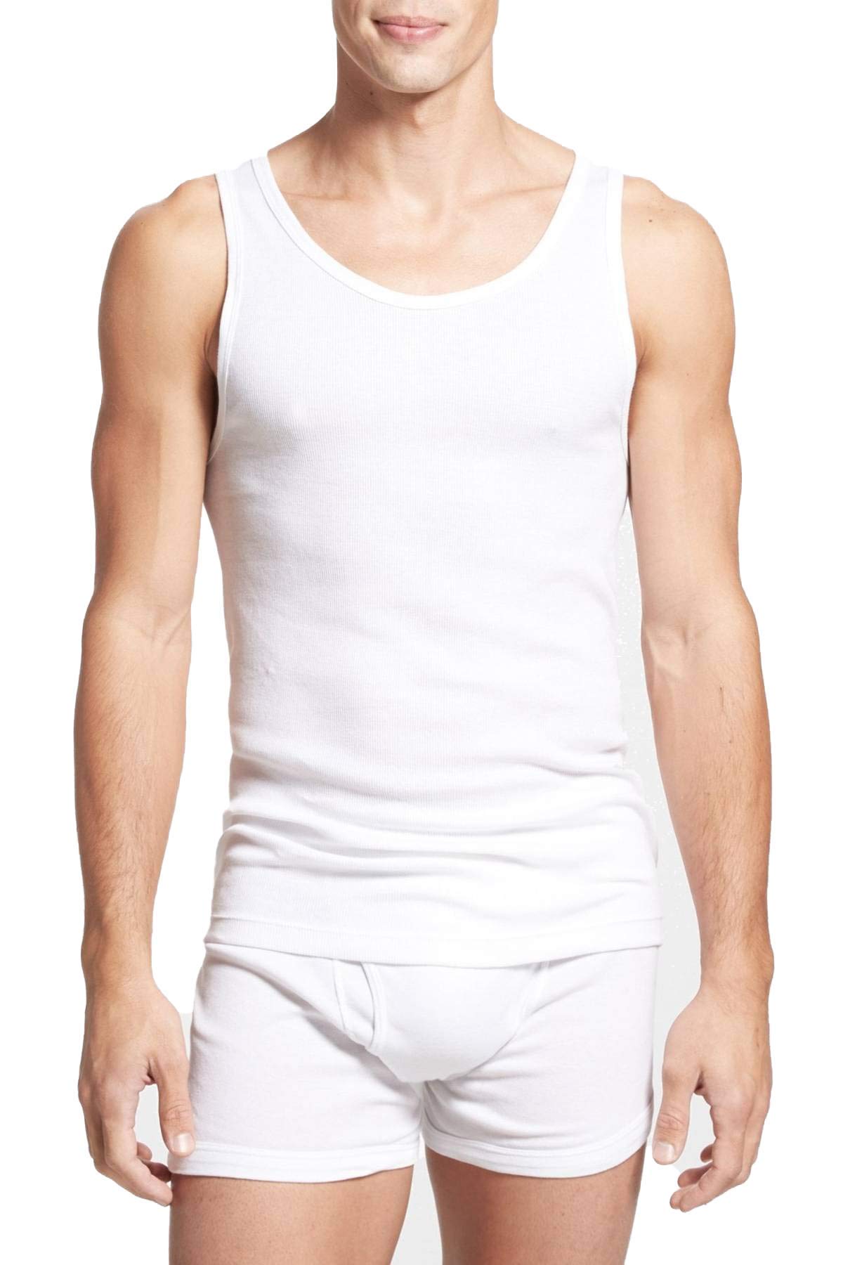 Calvin Klein Men`s Classic Ribbed Tank 3-Pack (White(NM9070X-100)/White/White, Large)