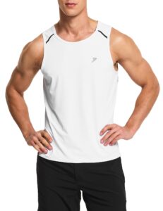 demozu men's quick dry running swim tank top sleeveless workout athletic gym sports beach muscle shirts big and tall, white, xl