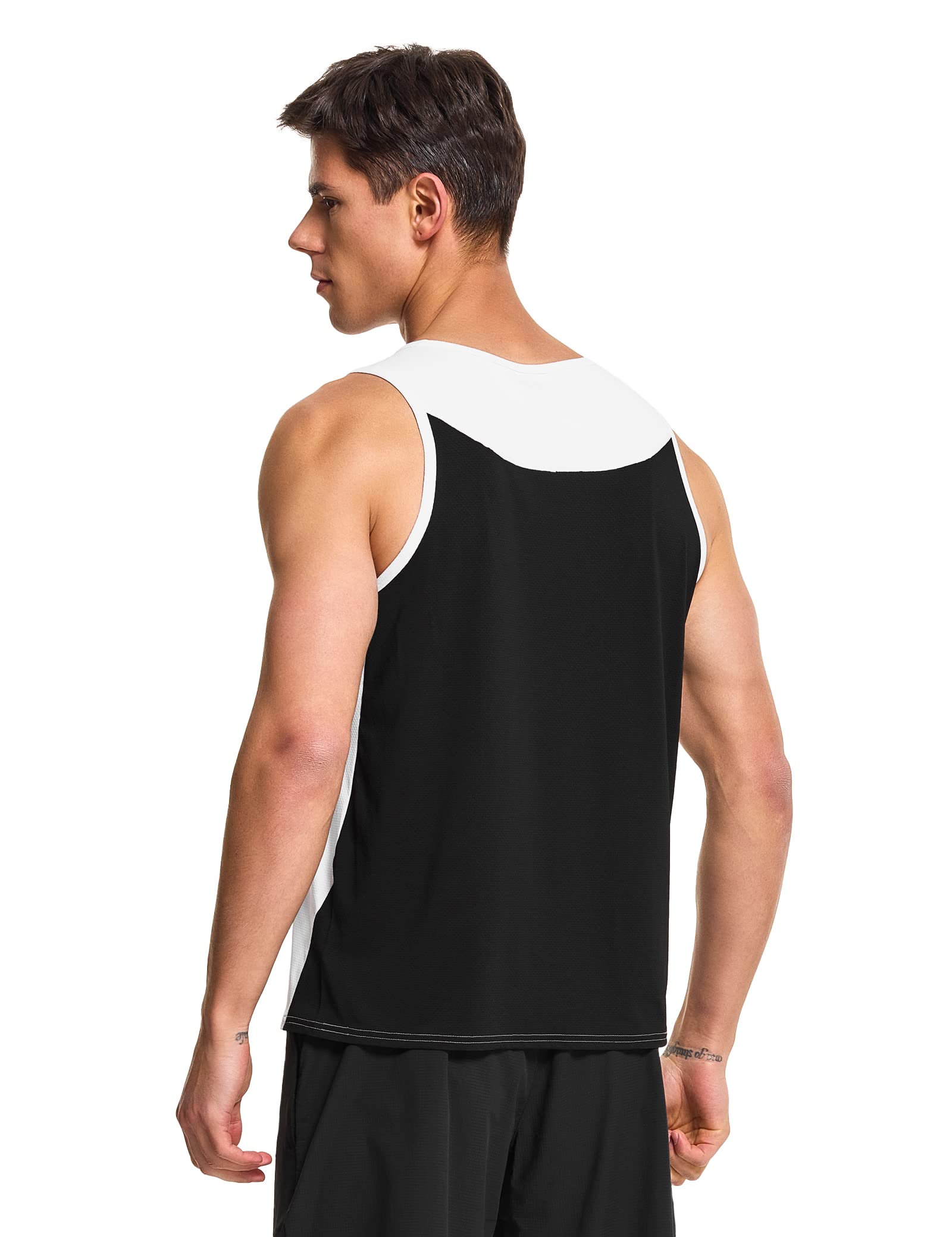 DEMOZU Men's Quick Dry Running Swim Tank Top Sleeveless Workout Athletic Gym Sports Beach Muscle Shirts Big and Tall, White, XL