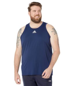 adidas men's heathered tank top, team navy blue, small