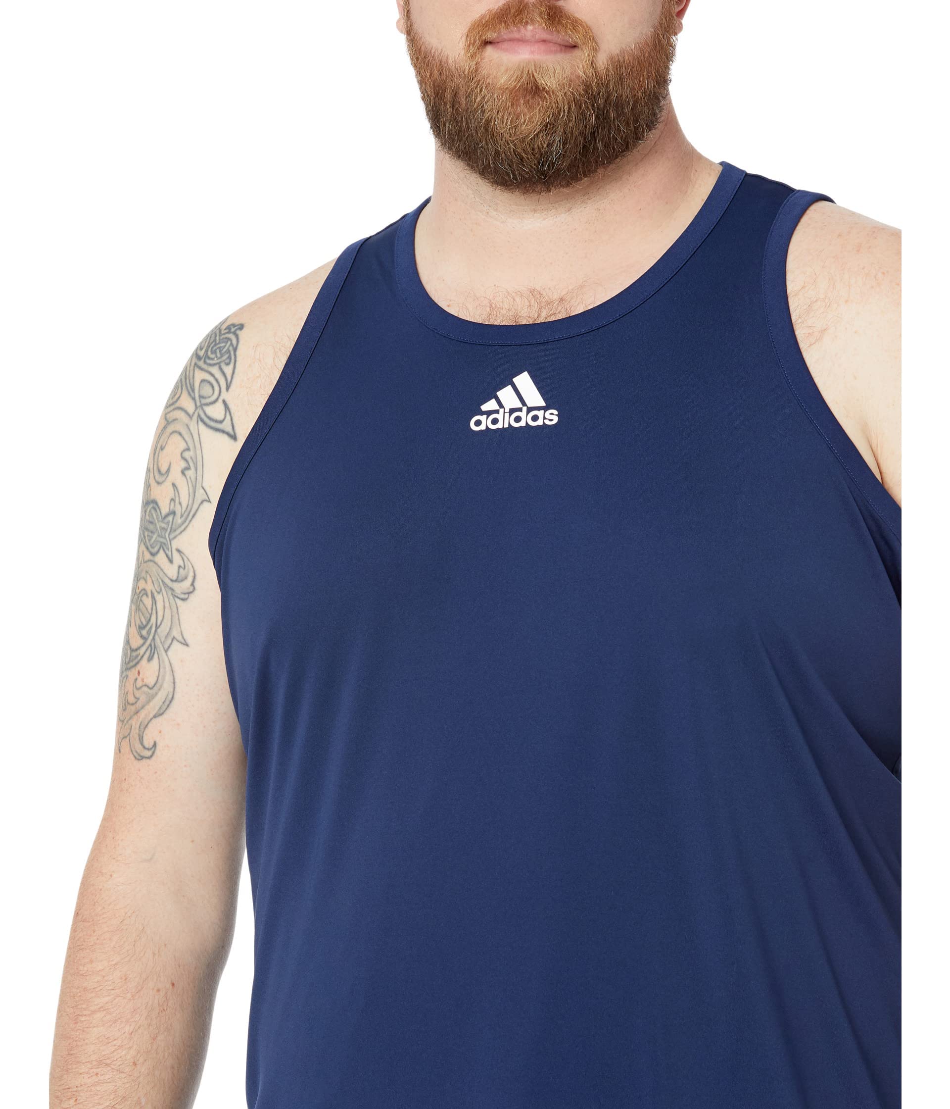 adidas Men's Heathered Tank Top, Team Navy Blue, Small