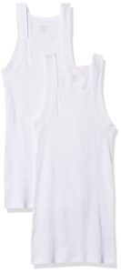 evolve men's cotton comfort square cut tank multi pack, white, medium