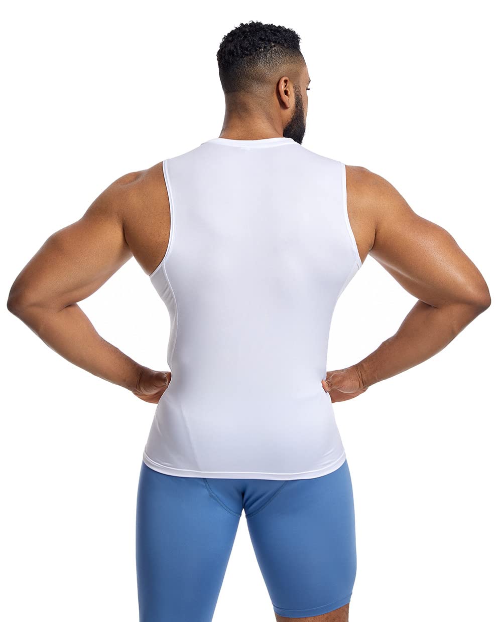 CHUUMEE Mens Compression Shirts Slimming Body Shaper Vest Workout Tank Top Shapewear Undershirt (White,L,Large)