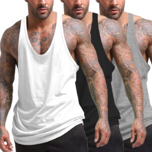 COOFANDY Men's 3-Pack Y-Back Gym Tank Tops Fitness Bodybuilding Tees