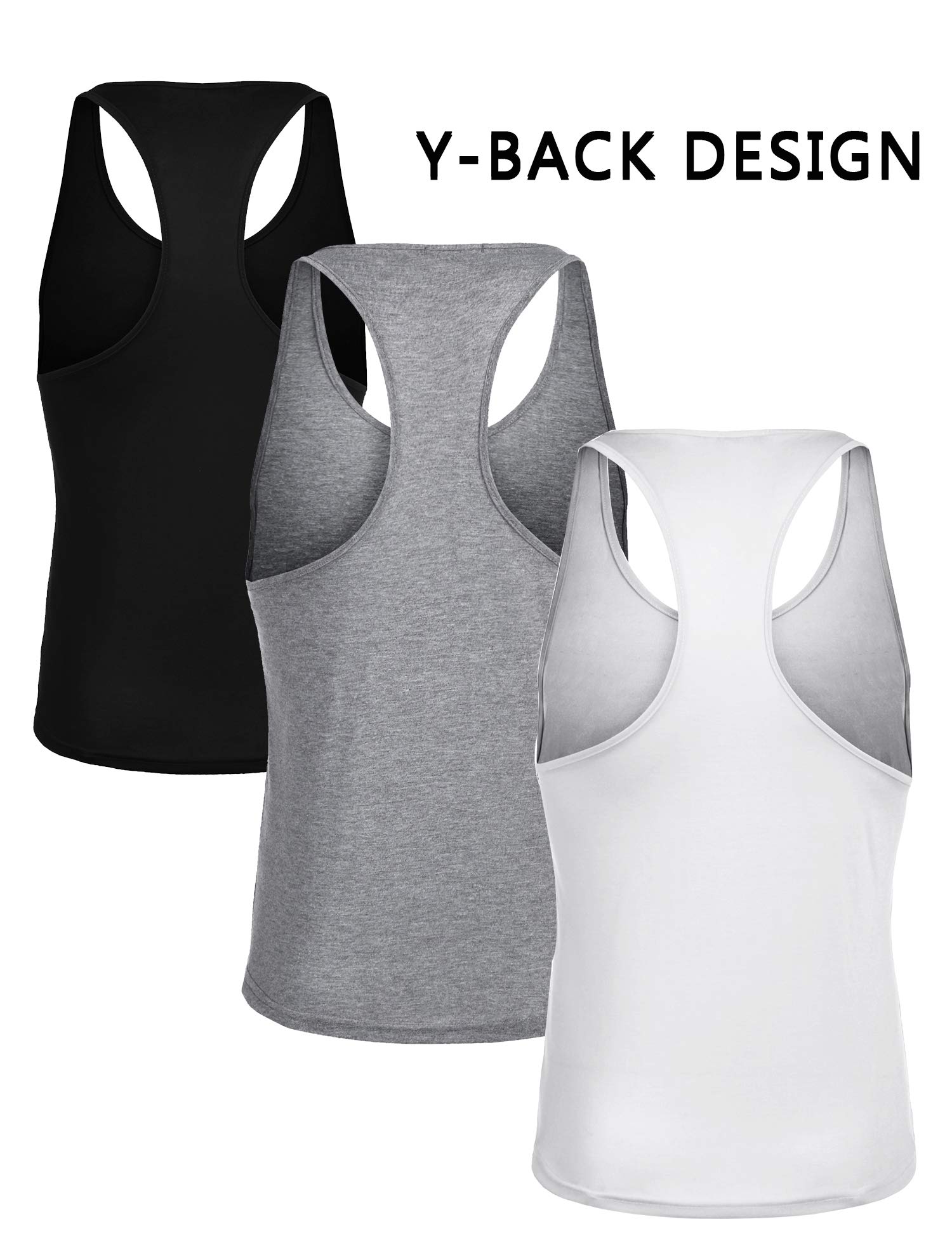 COOFANDY Men's 3-Pack Y-Back Gym Tank Tops Fitness Bodybuilding Tees