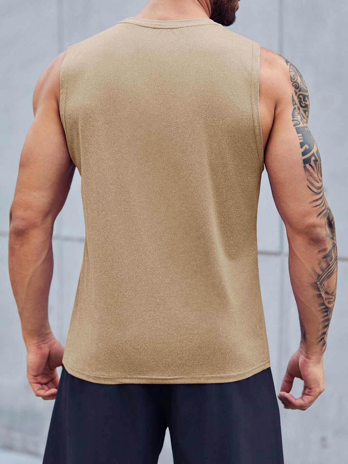 ZIWOCH Men's Sleeveless Tank Tops Crewneck Solid Loose Fit Shirt Khaki