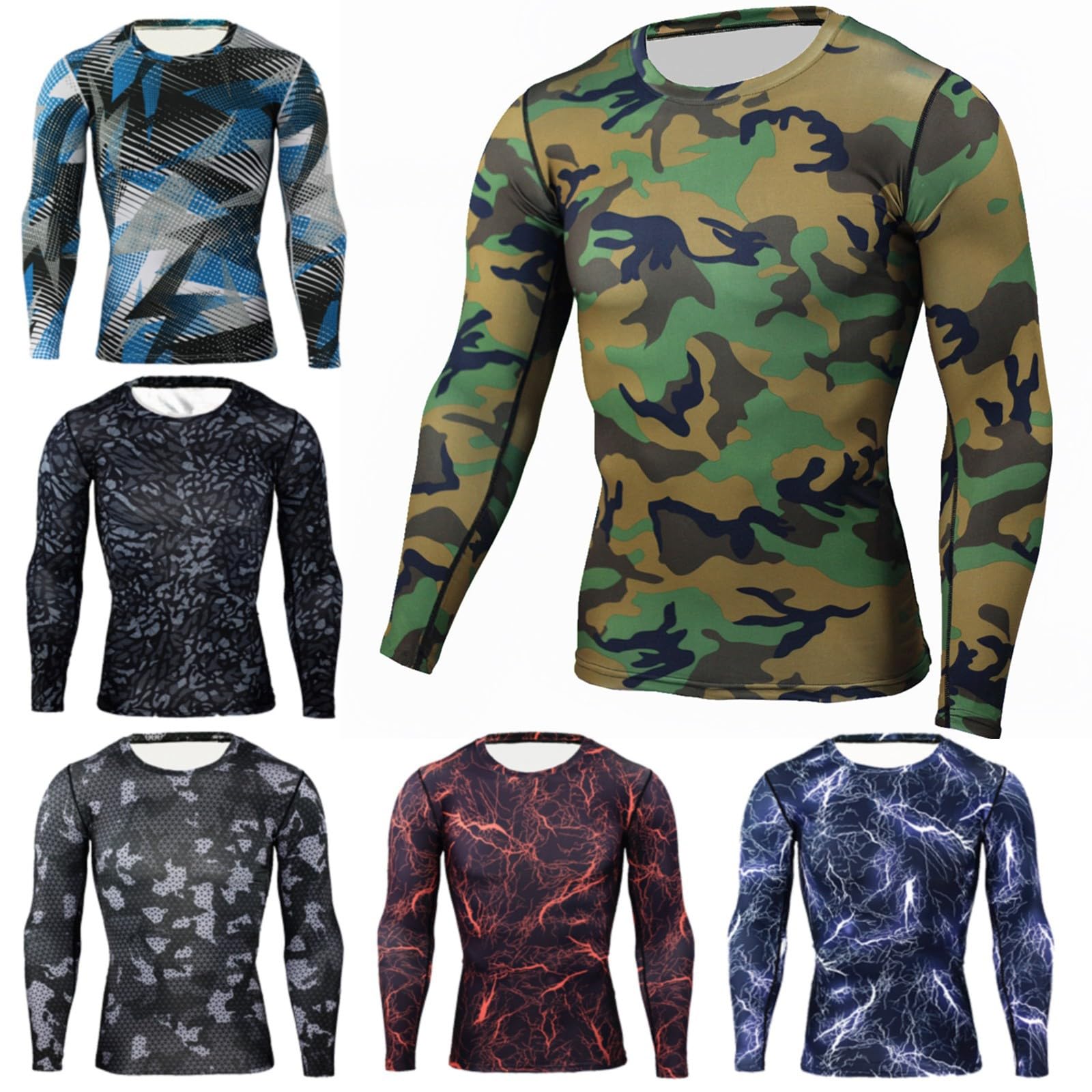 Miyaomn Tank Tops Men Men's Cotton Camouflage Hunting Shirts Workout Gym Crew Neck Long Sleeve Military Tactical Lightweight Performance Tee(Type - H,X-Large)