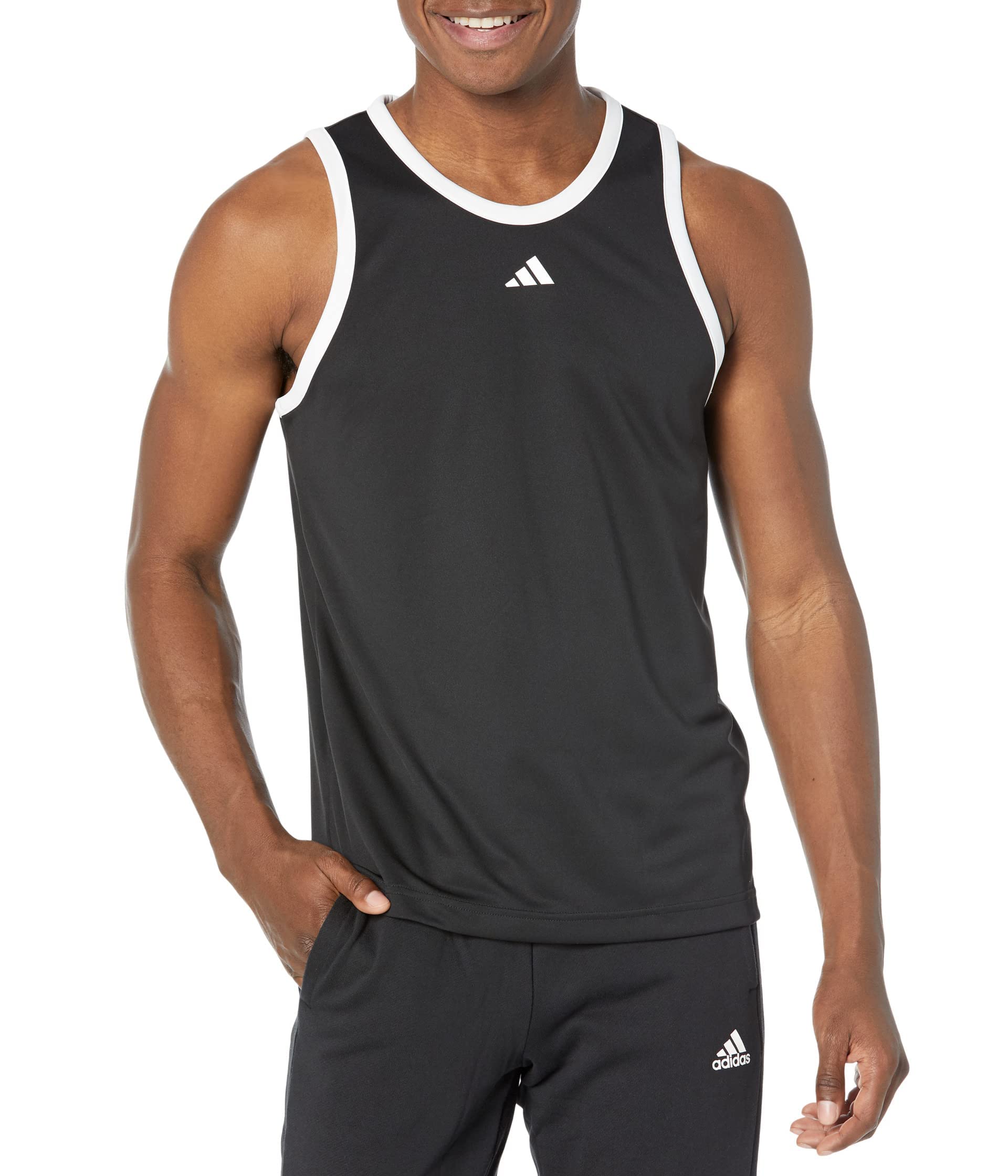 adidas Men's 3-Stripes Tank, Black/White, Small