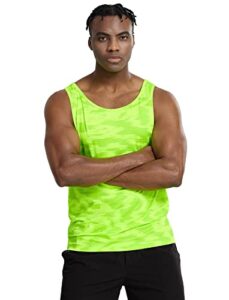 running tank top men,sleeveless workout shirts dry fit gym bodybuilding muscle tanks(neon green,m)