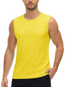 magcomsen workout tank tops for men dry fit sleeveless shirts muscle boxing dry fit tank tops fitness active summer tank tops yellow xl