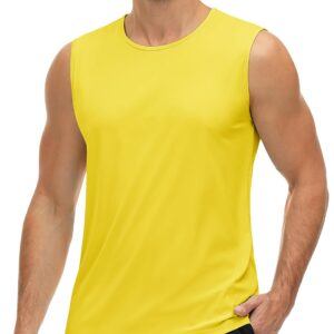 MAGCOMSEN Workout Tank Tops for Men Dry Fit Sleeveless Shirts Muscle Boxing Dry Fit Tank Tops Fitness Active Summer Tank Tops Yellow XL