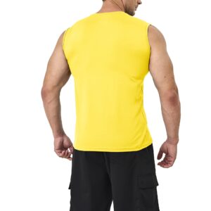 MAGCOMSEN Workout Tank Tops for Men Dry Fit Sleeveless Shirts Muscle Boxing Dry Fit Tank Tops Fitness Active Summer Tank Tops Yellow XL