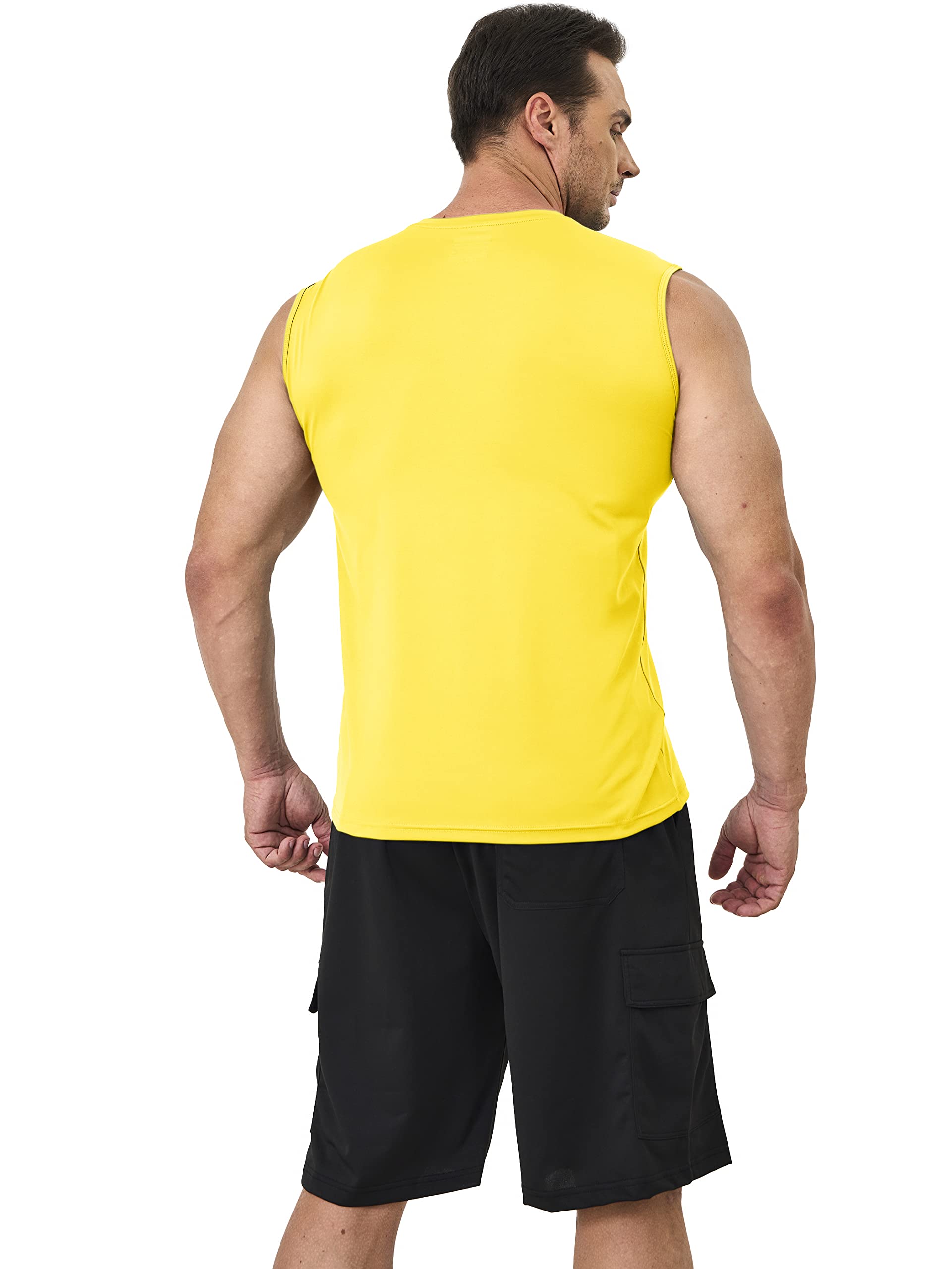 MAGCOMSEN Workout Tank Tops for Men Dry Fit Sleeveless Shirts Muscle Boxing Dry Fit Tank Tops Fitness Active Summer Tank Tops Yellow XL