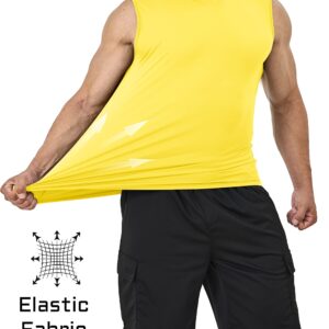 MAGCOMSEN Workout Tank Tops for Men Dry Fit Sleeveless Shirts Muscle Boxing Dry Fit Tank Tops Fitness Active Summer Tank Tops Yellow XL