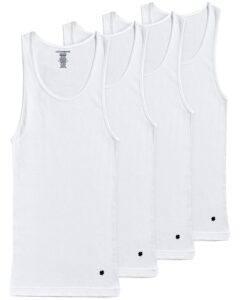 lucky brand men's classic a-shirt undershirt tank top (4 pack), size medium, white'